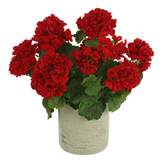 Creative Displays Red Geranium Arrangement in a Fiberstone Pot ...