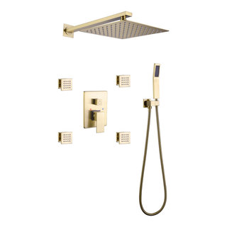 Luxury Pressure Balance Shower System W/ Body Sprays & Rough-In Valve ...