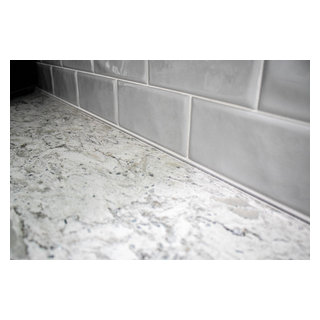 White and Gray Compact Kitchen with LVT Flooring - Transitional ...