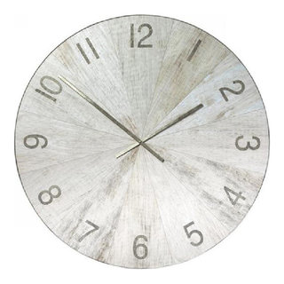 Spencer Metal and Wood Transitional Wall Clock With White Washed Oak ...