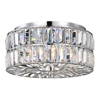 Abigil 4-Light Chrome Crystal Glass Prism Flush Mount - Contemporary ...