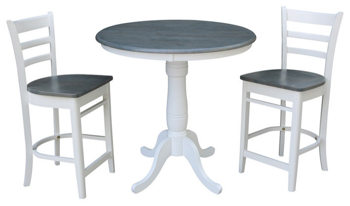 International Concepts Solid Wood White 36" Round Table With 2 Counter ...