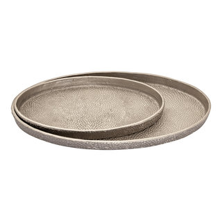 Oval Pebble Tray Set of 2 Nickel - Transitional - Serving Trays - by ...