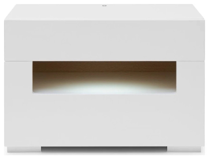 Kento Modern Led White Lacquer Nightstand - Contemporary - Nightstands ...