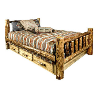 Montana Woodworks Glacier Country Wood King Bed with Storage in Brown ...