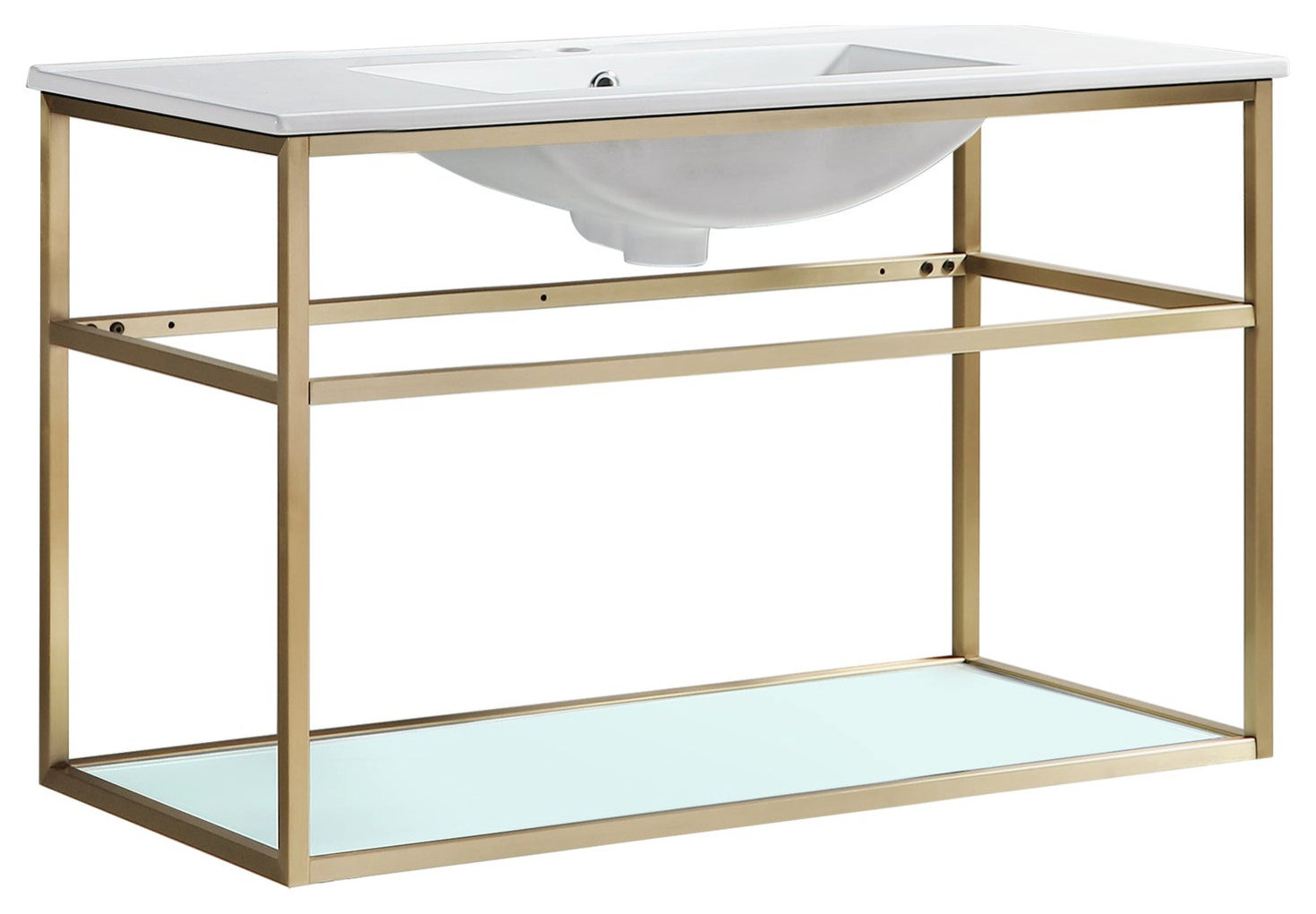 Pierre 36 Single, Open Shelf, Gold Metal Frame Bathroom Vanity ...