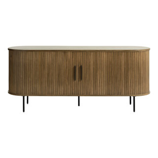 Mid-Century Modern Rounded Sliding Door Sideboard, 71" - Midcentury ...