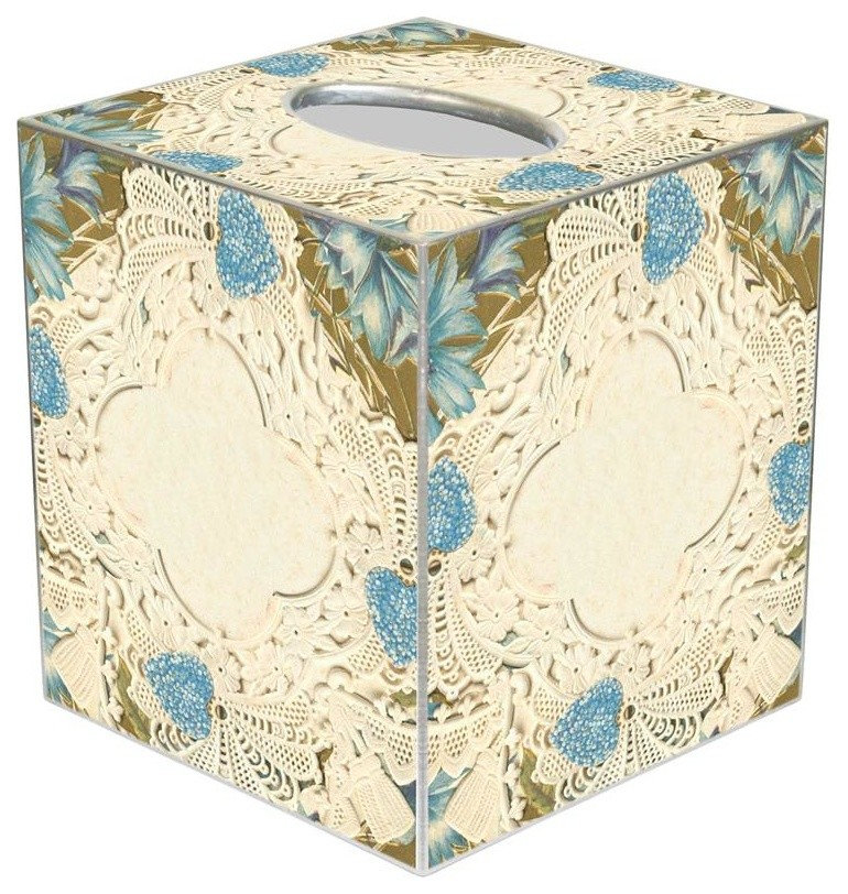 TB1545-Victorian Blue Tissue Box Cover - Traditional - Tissue Box ...