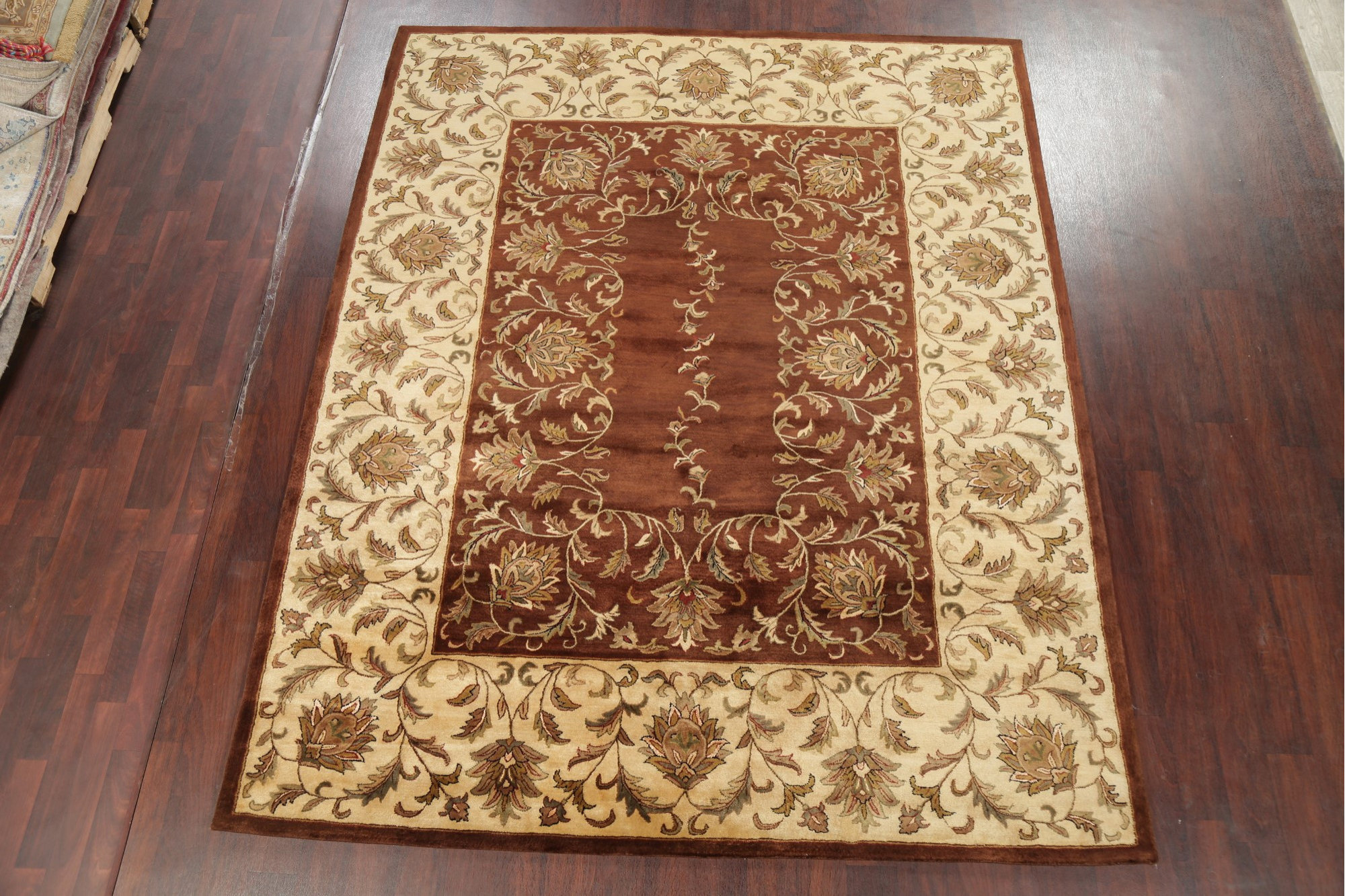 Indian French Toile Carpet Bordered Oriental Hand-Tufted Area Rug ...