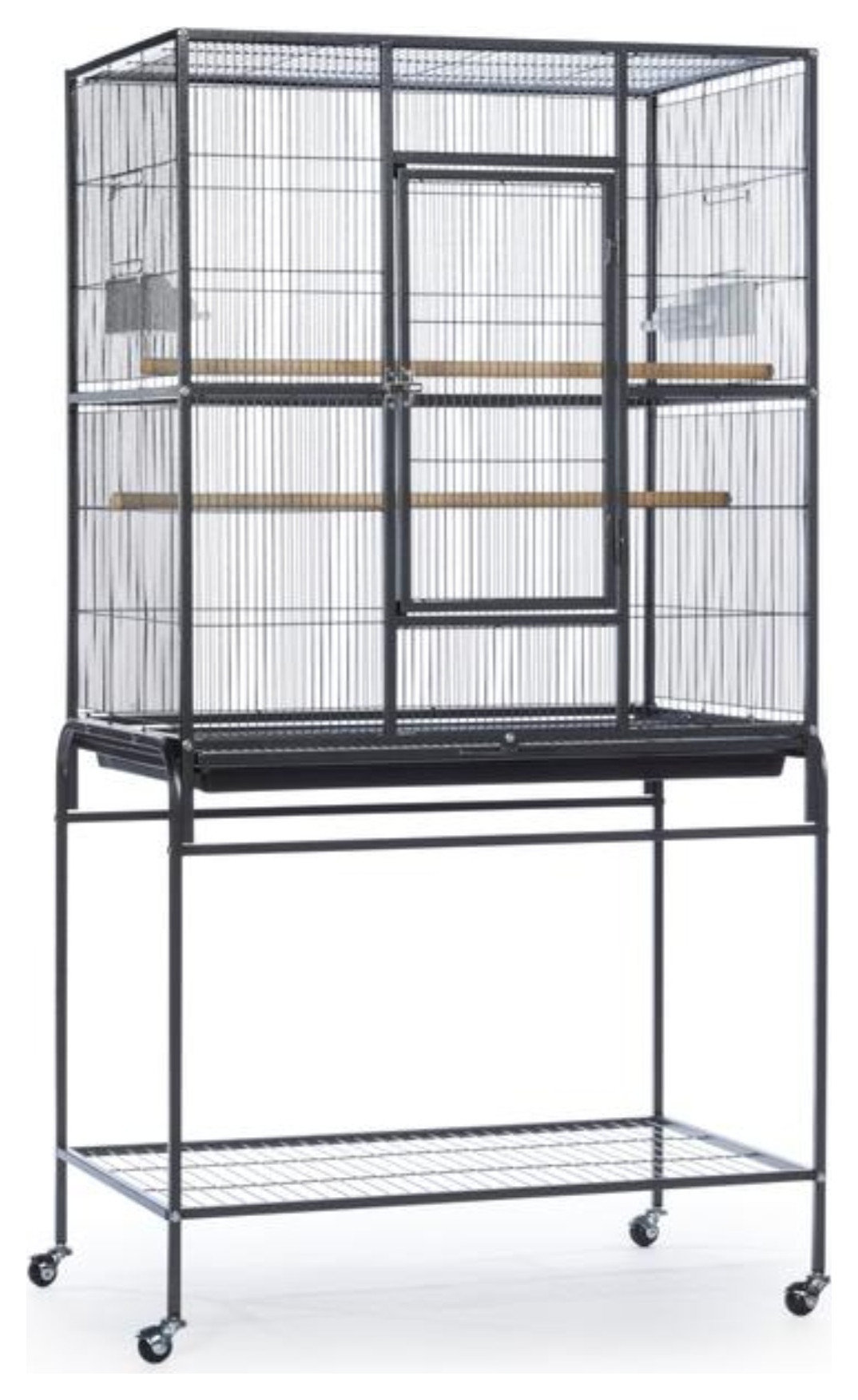 Powder-coated steel construction Flight Cage With Stand, Black - Small ...