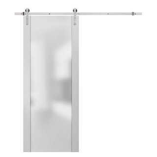 Barn Door Glass & Hardware | Planum 4114 White Silk | Stainless Steel 6 ...