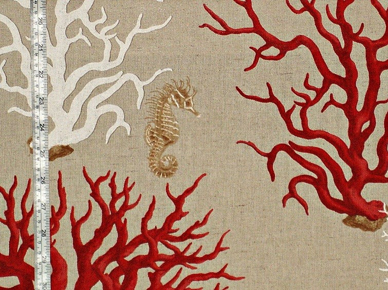 Red Coral Seahorse Fabric, Standard Cut - Beach Style - Fabric - by ...