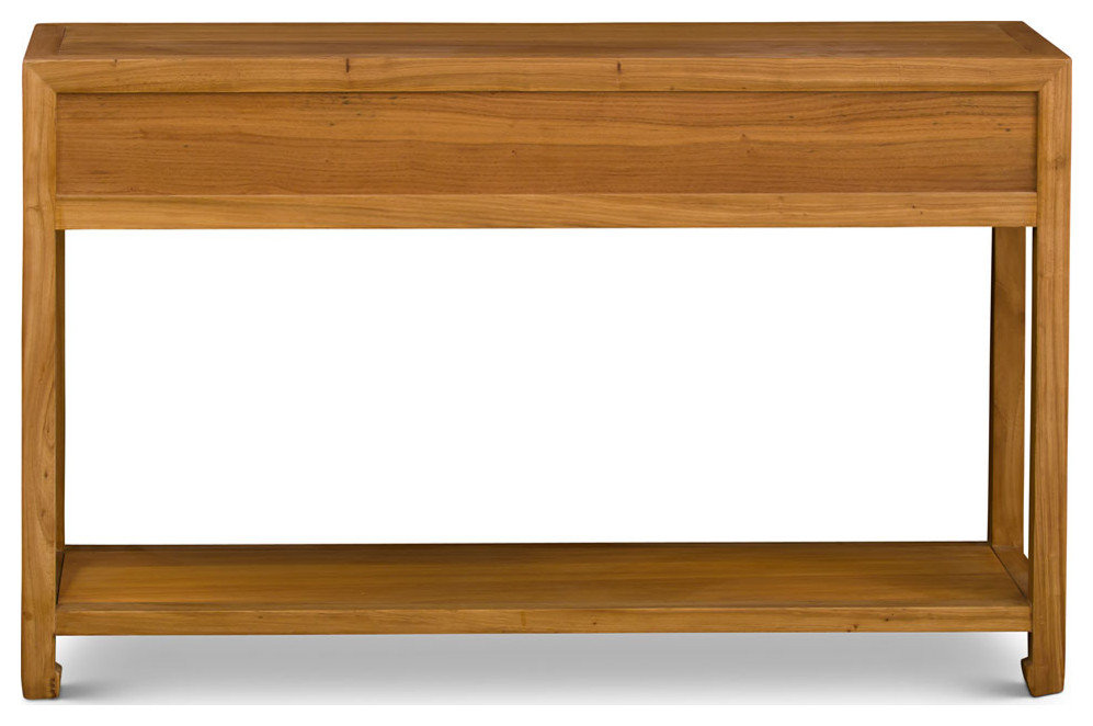 Natural Elmwood Chinese Ming Console Table with 3 Drawers and Shelf - Asian - Console Tables ...