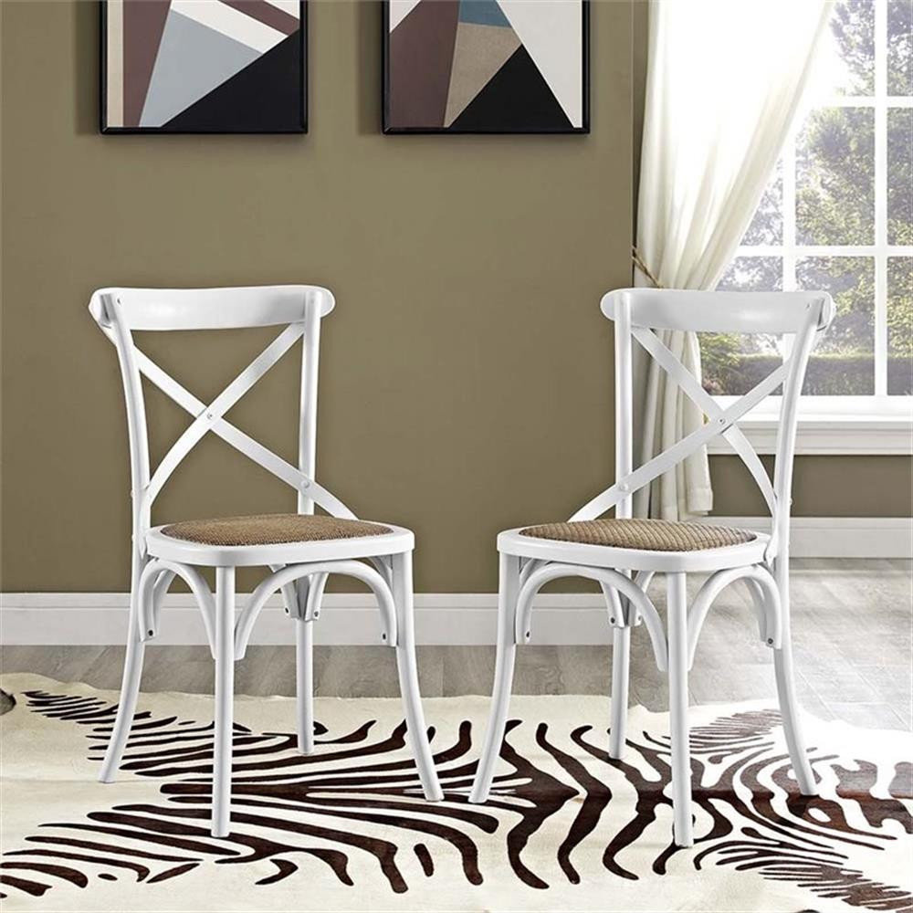 Hawthorne Collections 18.5" Modern Wood Dining Side Chair in White (Set ...