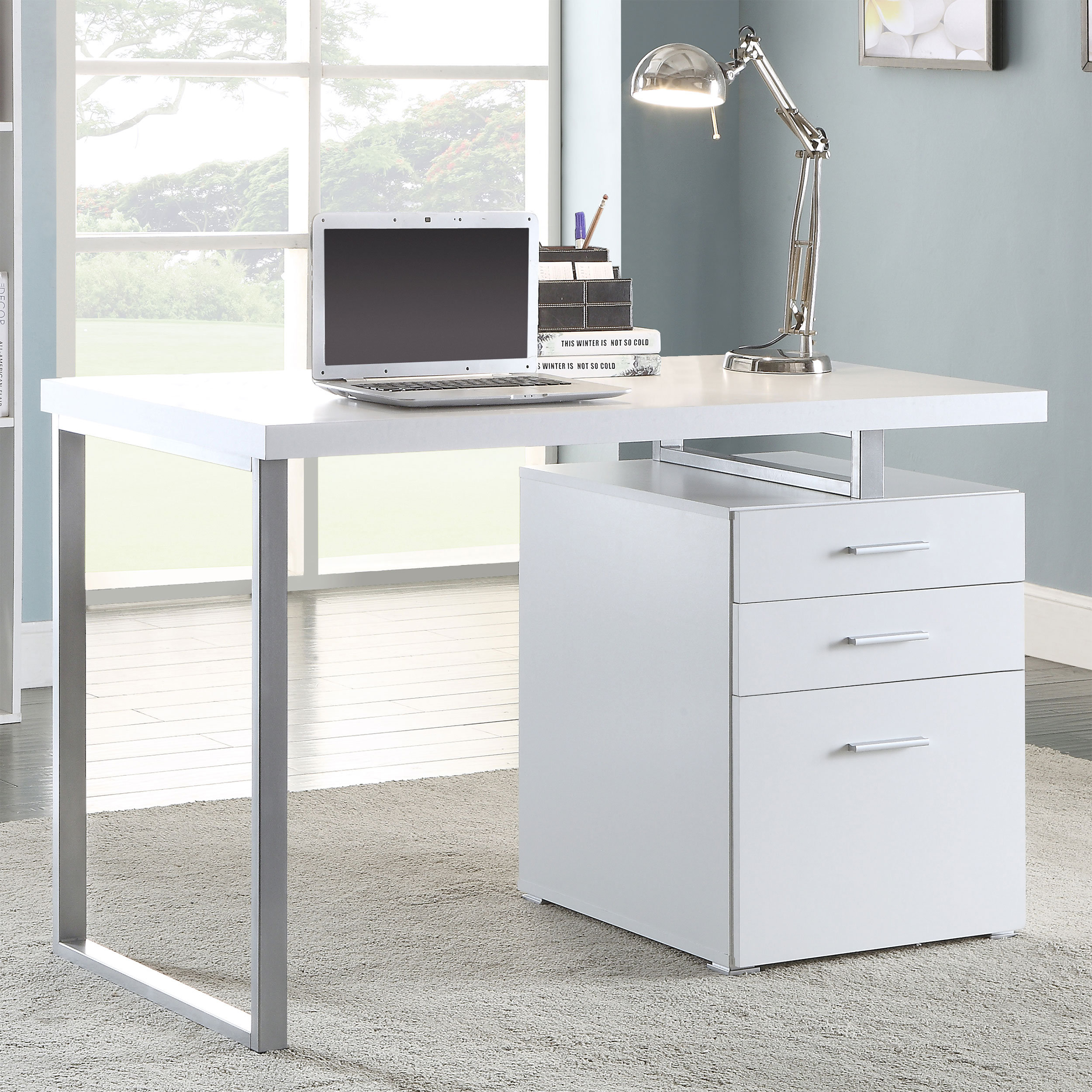 Brennan 3-drawer Office Desk White - Contemporary - Desks And Hutches ...