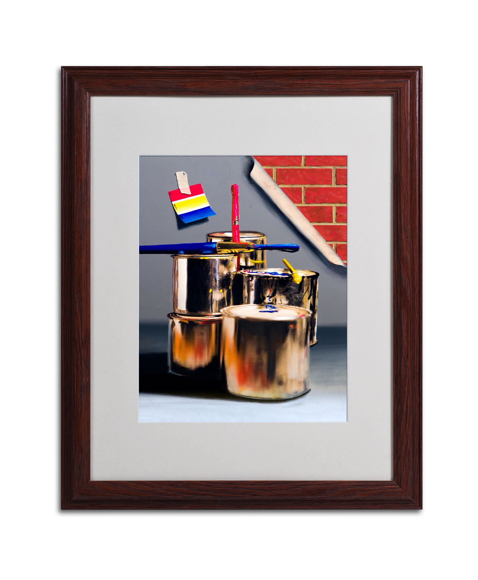 'Primary Colors 01' Matted Framed Canvas Art by Roderick Stevens, 16" x ...