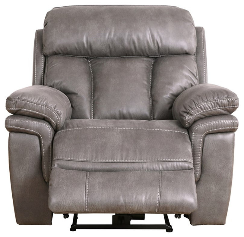 Armen Living Estelle Modern Fabric Power Recliner Chair in Brown ...