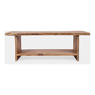 Jofran Cooper Live Edge Storage Bench, 52''L x 16''W x 18''H, Natural ...