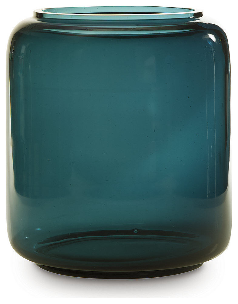 Inisland Teal Vase, 7" W x 7" D x 8" H - Contemporary - Vases - by ...
