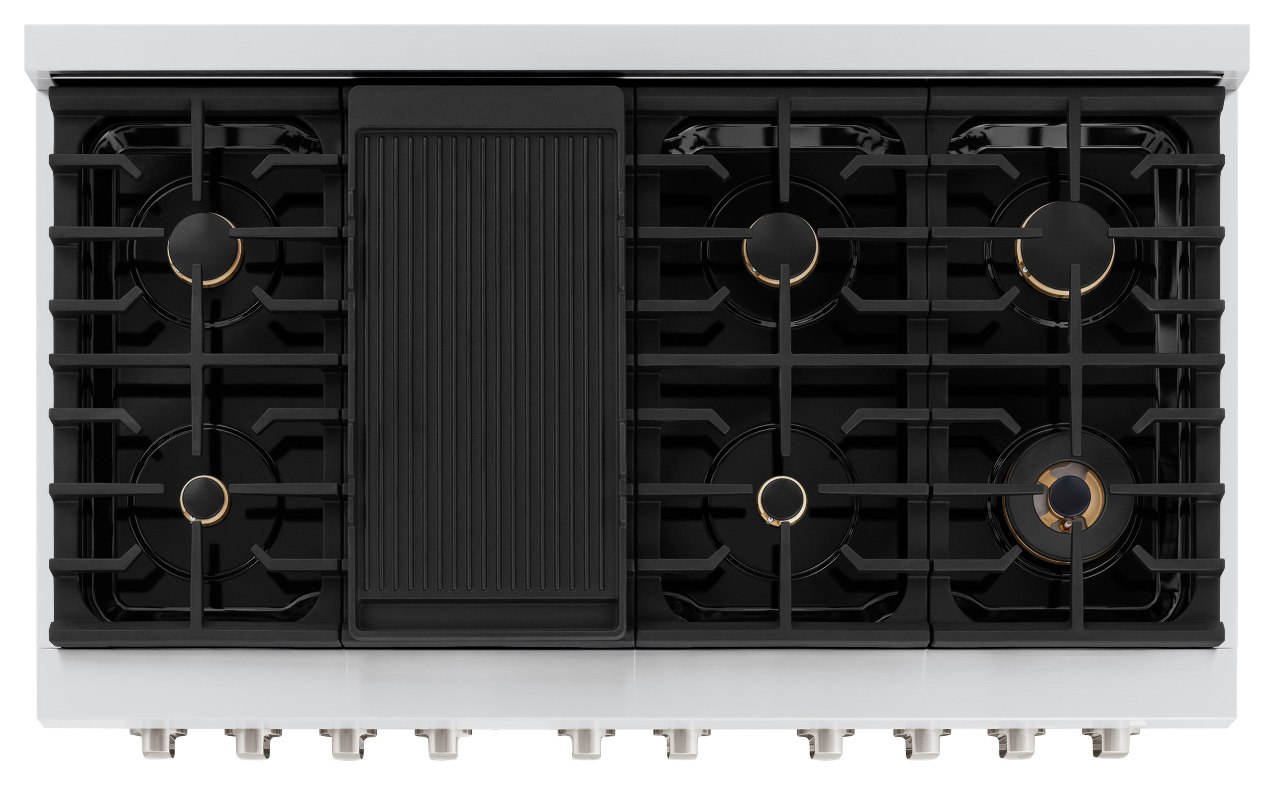 ZLINE 48" Freestanding Gas Range in Stainless Steel with Brass Burners ...