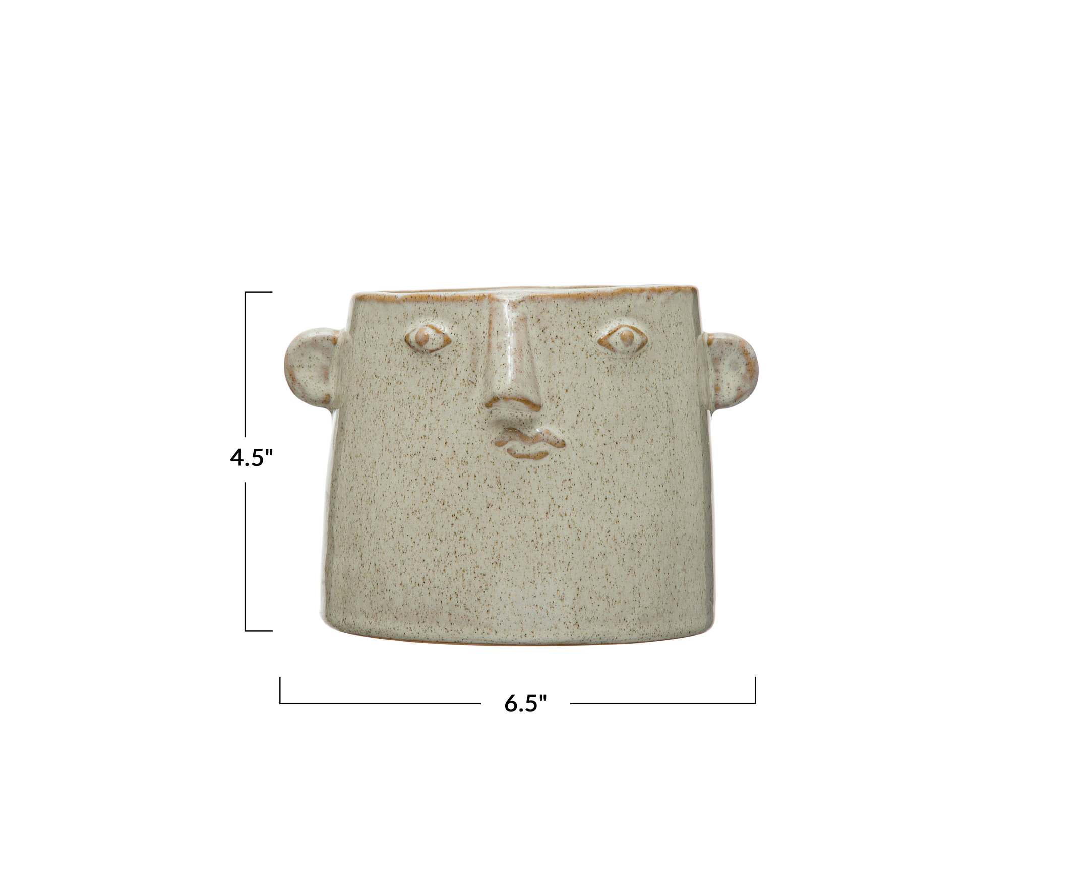 Stoneware Planter with Abstract Face, White - Contemporary - Indoor ...