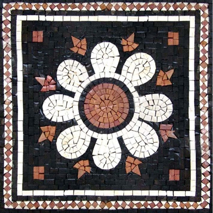 Greco-Roman Flower Mosaic, 35" x8" - Contemporary - Tile Murals - by ...