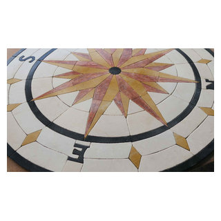 Soli - Petal Mosaic Compass, 36" x 36" - Beach Style - Tile Murals - by ...