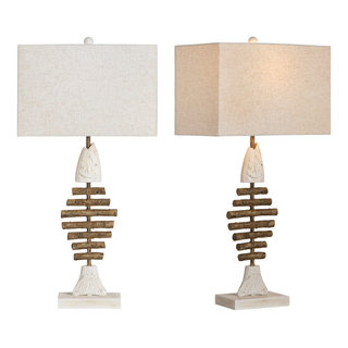 30"H Natural Resin Table Lamps With Natural Rectangle Shade, Set of 2 ...