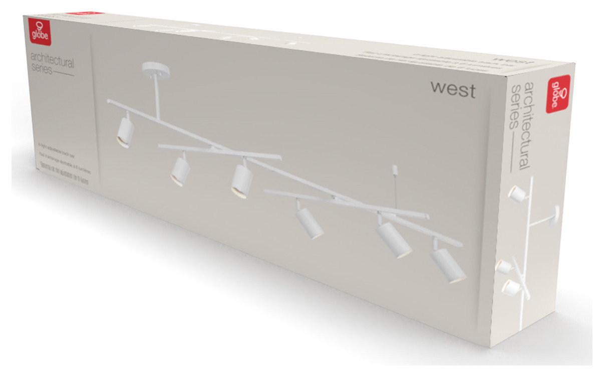West 64" 6-Light Matte White Track Lighting with Center Swivel Bars ...