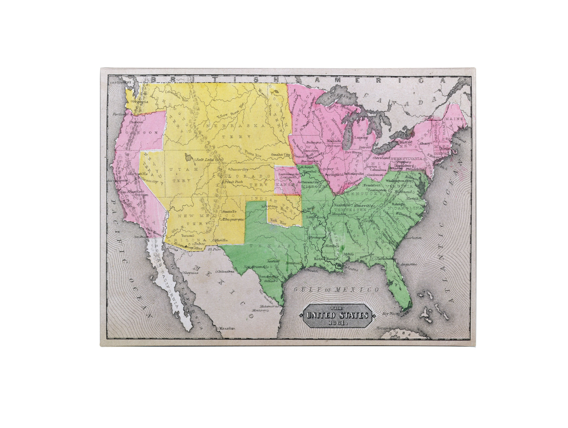 'Map of the United States, 1861' Canvas Art, 30" x 47" - Traditional ...
