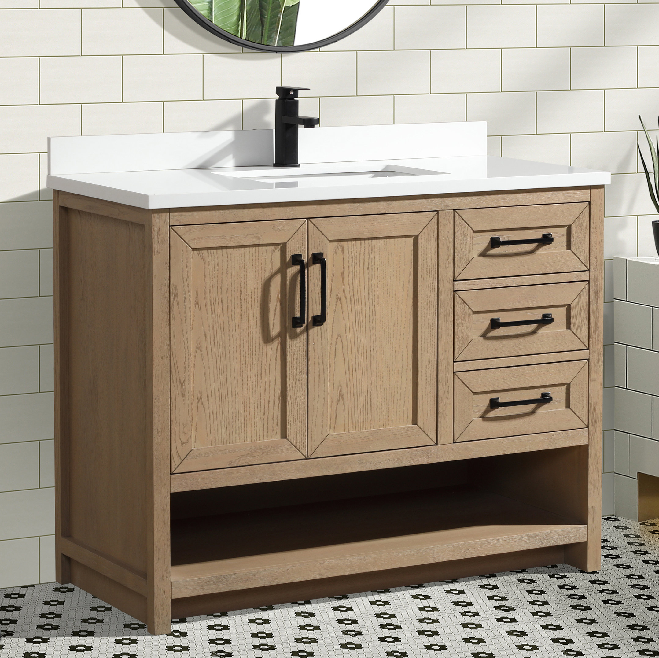 Venice 42" Bathroom Vanity Oak Gray Finish - Transitional - Bathroom ...