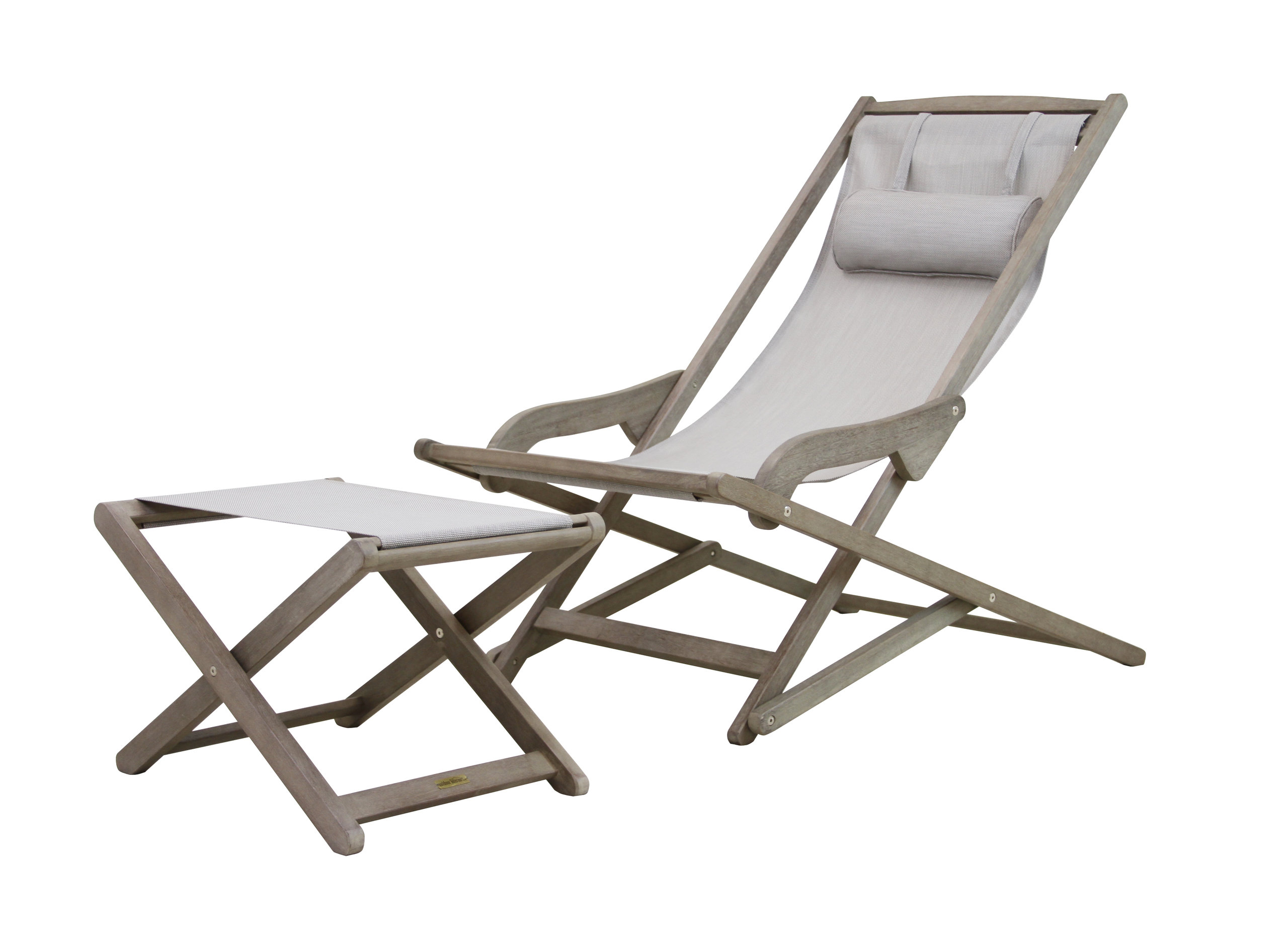 2-Piece Gray Wash Eucalyptus Swing Lounger With Ottoman - Farmhouse ...
