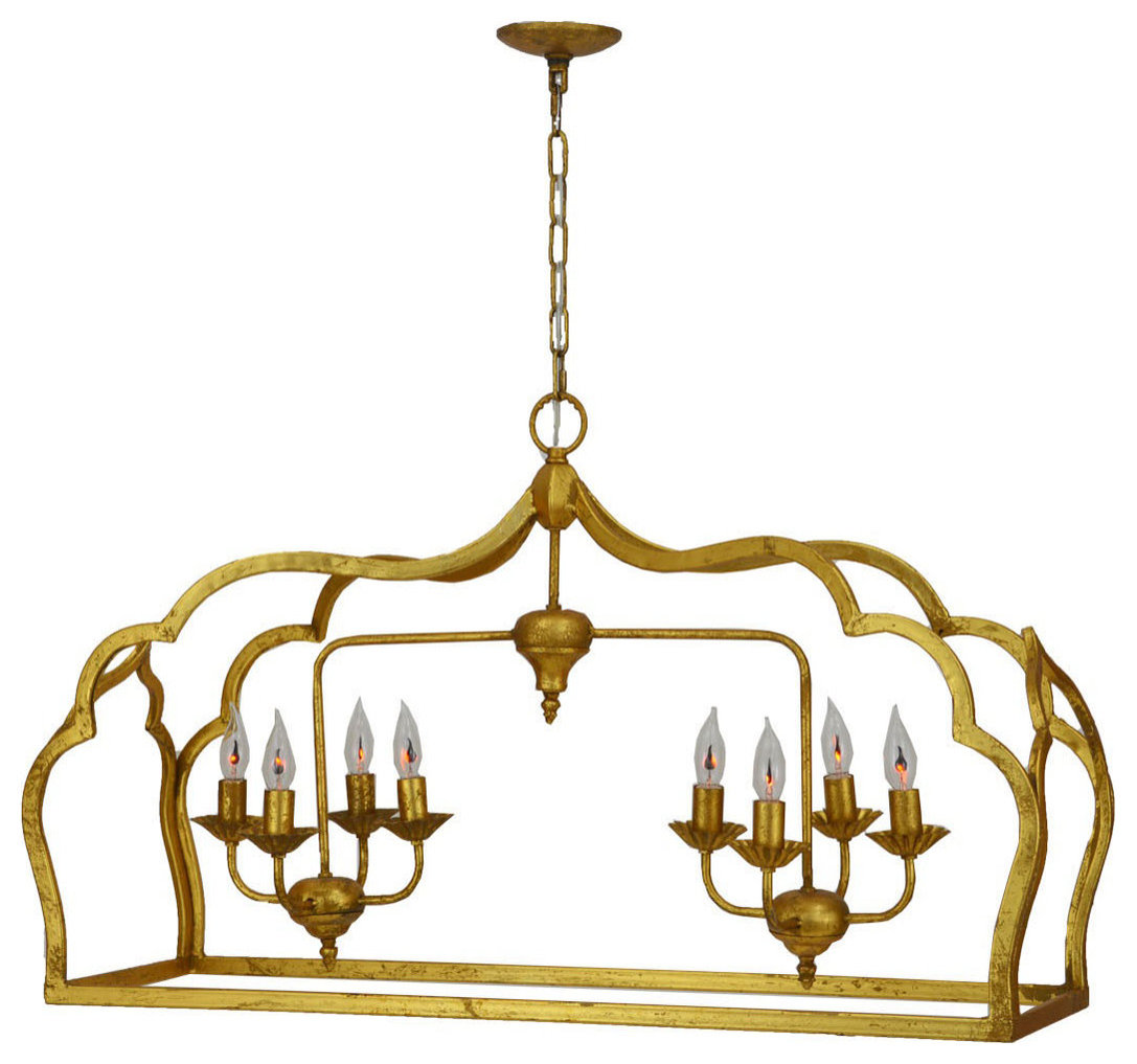Jennet Gold Rectangular Light Fixture - French Country - Kitchen Island ...