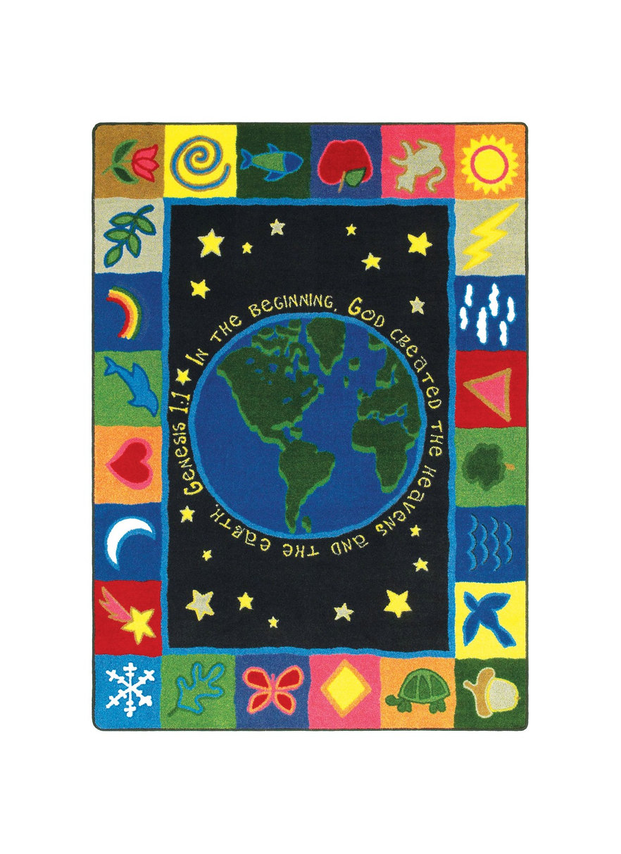 Kid Essentials, Inspirational Area Rugs In the Beginning Rug, 3'10" x 5 ...
