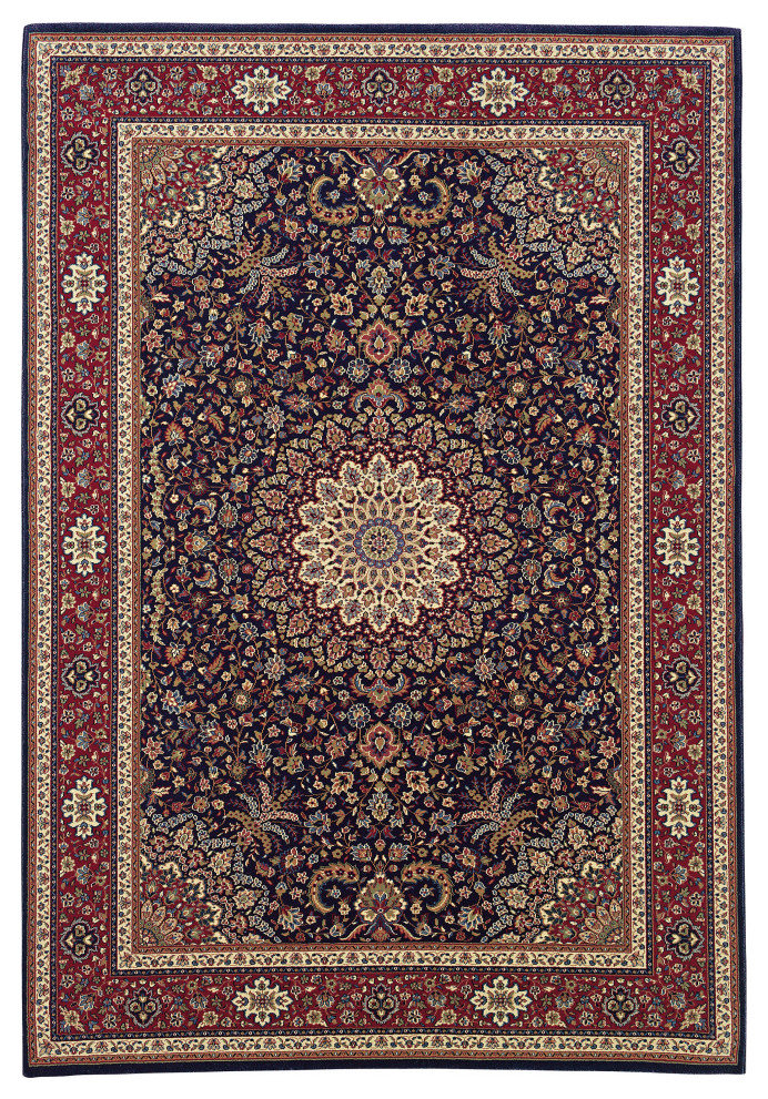 Aiden Traditional Vintage Inspired Blue/Red Rug, 5'3" x 7'9 ...