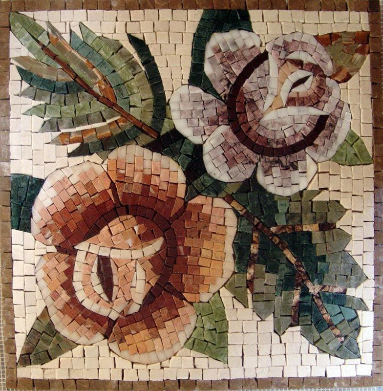 Mosaic Tile Patterns, Contrasting Roses, 24" x 24" - Traditional - Tile ...