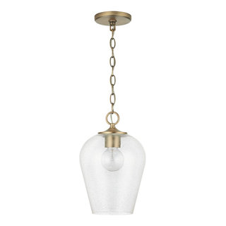 Austin Allen and Co. Verret 1-Light Pendant, Aged Brass - Transitional ...