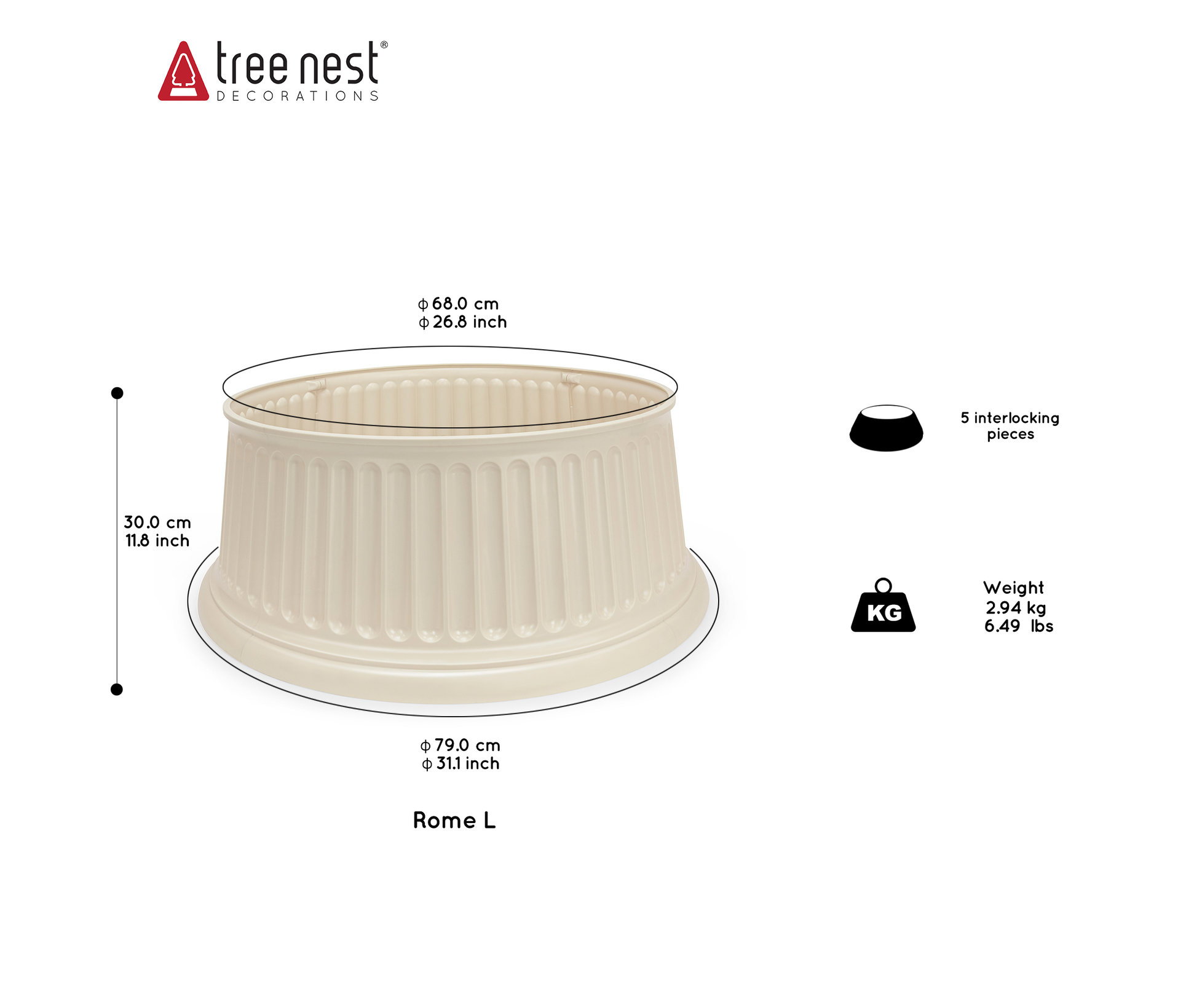 Tree Nest Rome Extra-Large Christmas Tree Stand, Ivory - Traditional ...