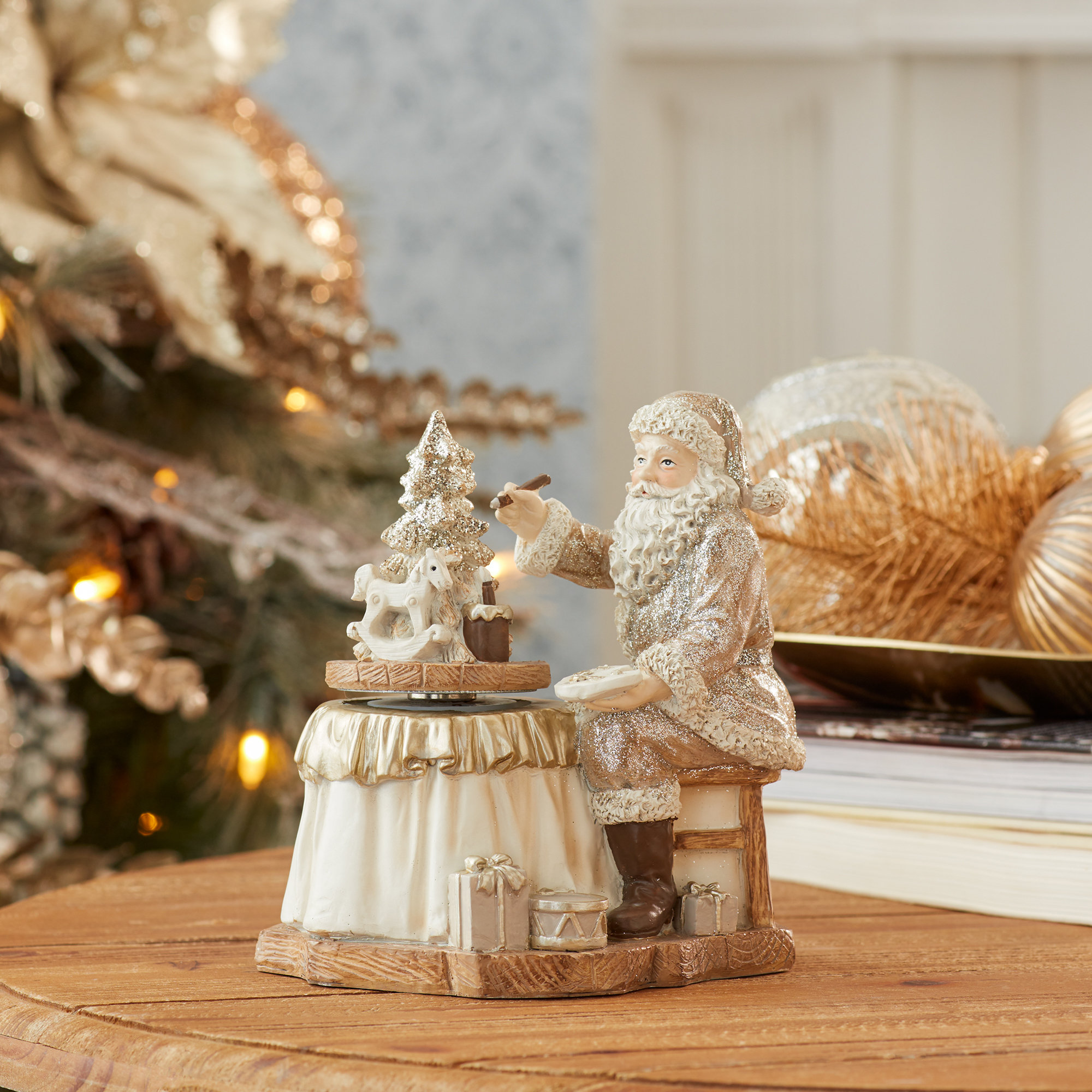 Santa w/Paint Brush 6.5"H Resin - Traditional - Holiday Accents And ...