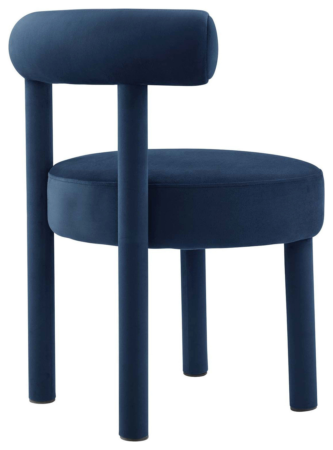 Toulouse Performance Velvet Dining Chair, Curved Round Bolster Side ...