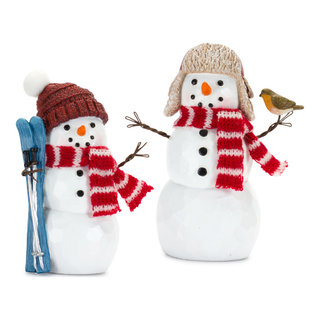 Snowman Figurine, 2-Piece Set - Traditional - Holiday Accents And ...