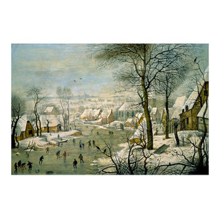 "A Winter Landscape with Skaters and a Bird Trap" Paper Art, 20"x14 ...