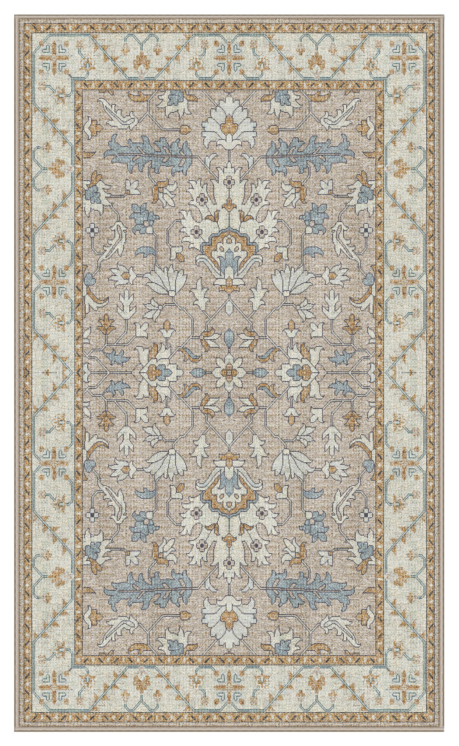 Washable Lorena Sapphire Dust Area Rug, Rectangle 3'x5' - Mediterranean ...