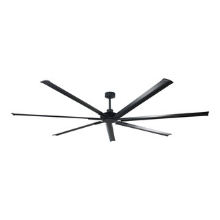 84 in. Indoor/Outdoor Industrial Black 7-Blade Ceiling Fan with Remote ...