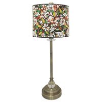 28" Crystal Buffet Lamp With Magnolia Stained Glass Design Shade ...