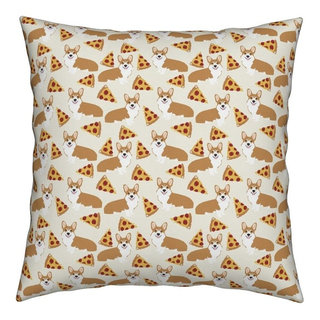 Corgi Corgis Pizza Novelty Dog Breed Dog Breed Throw Pillow ...