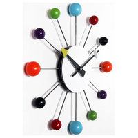 Orb Spoke 15" Mid-Century Modern Wall Clock - Multicolor - Midcentury ...