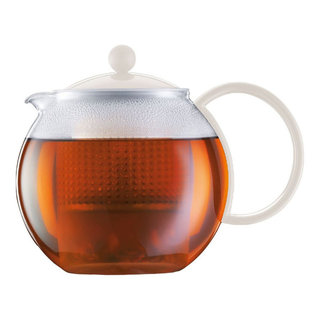 Bodum Assam Glass Tea Press with White Stainless Steel Lid, 34 Ounce ...