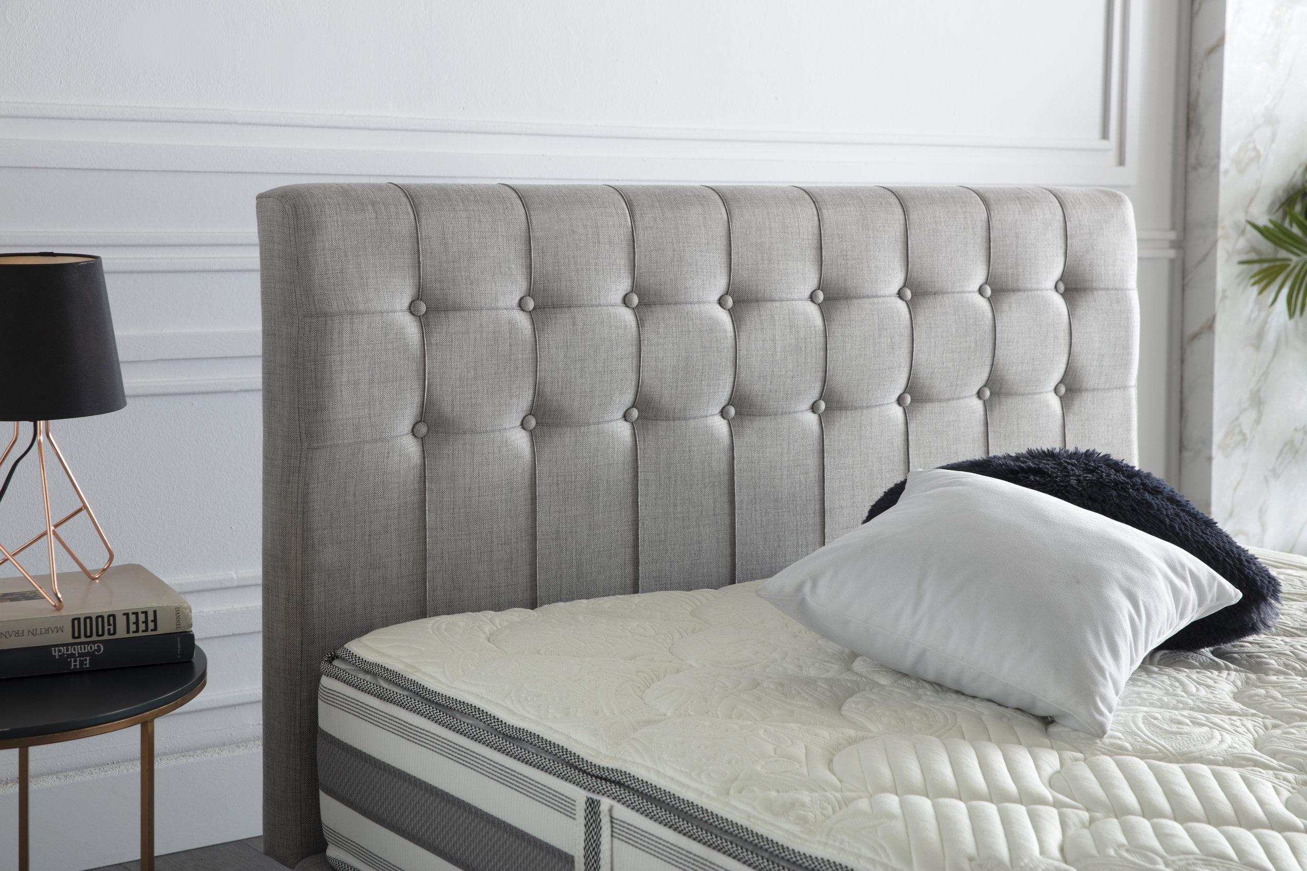 Stratton Twin Foundation & Headboard, Bell Basic Light Gray - Midcentury - Platform Beds - by ...
