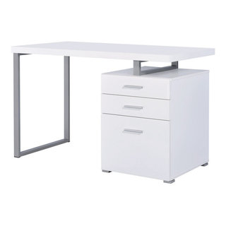 Writing Desk with File Drawer, White - Contemporary - Desks And Hutches ...